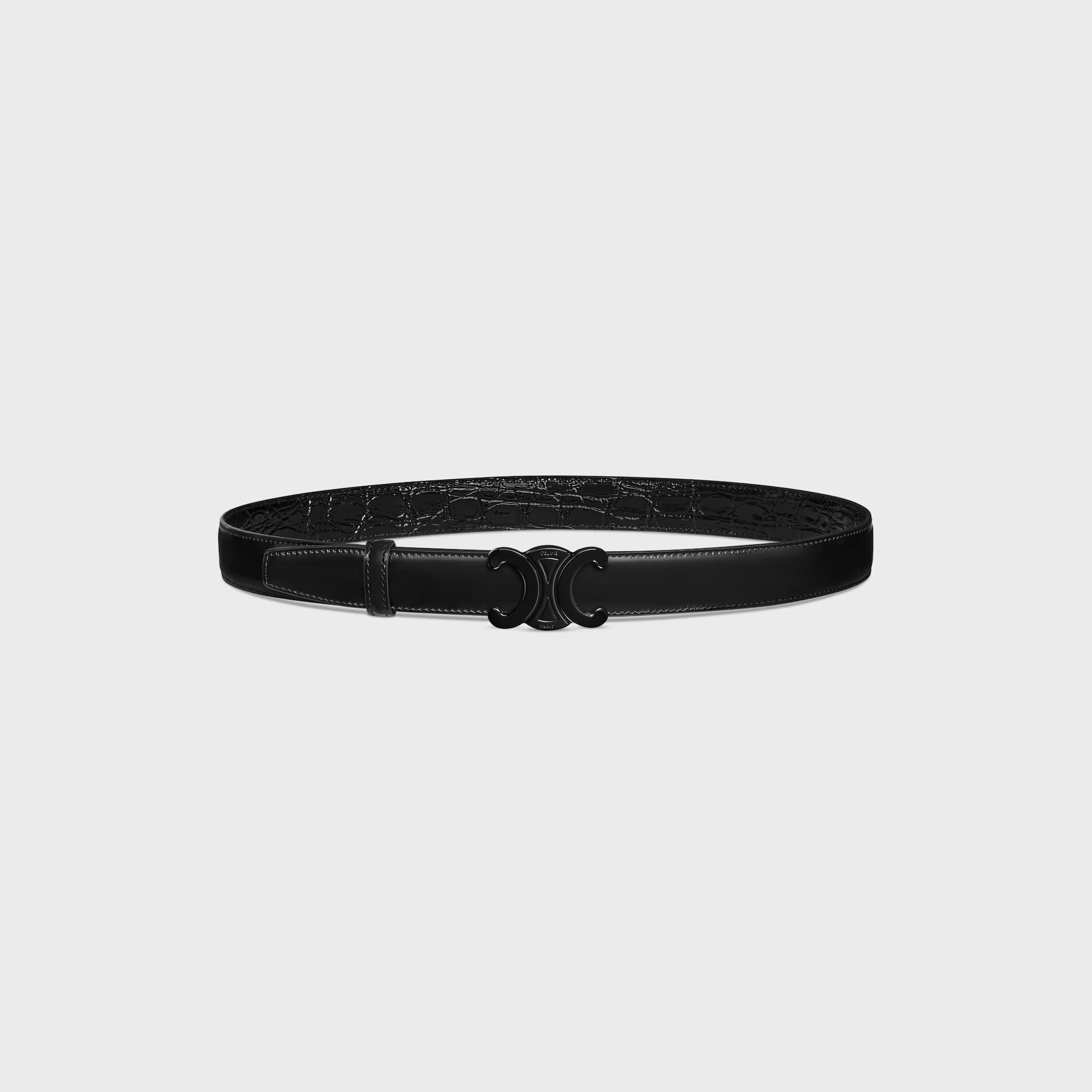 CELINE BOUCLE TRIOMPHE & LANIERE DE CEINTURE REVERSIBLE 25MM-BLACK- BL ...