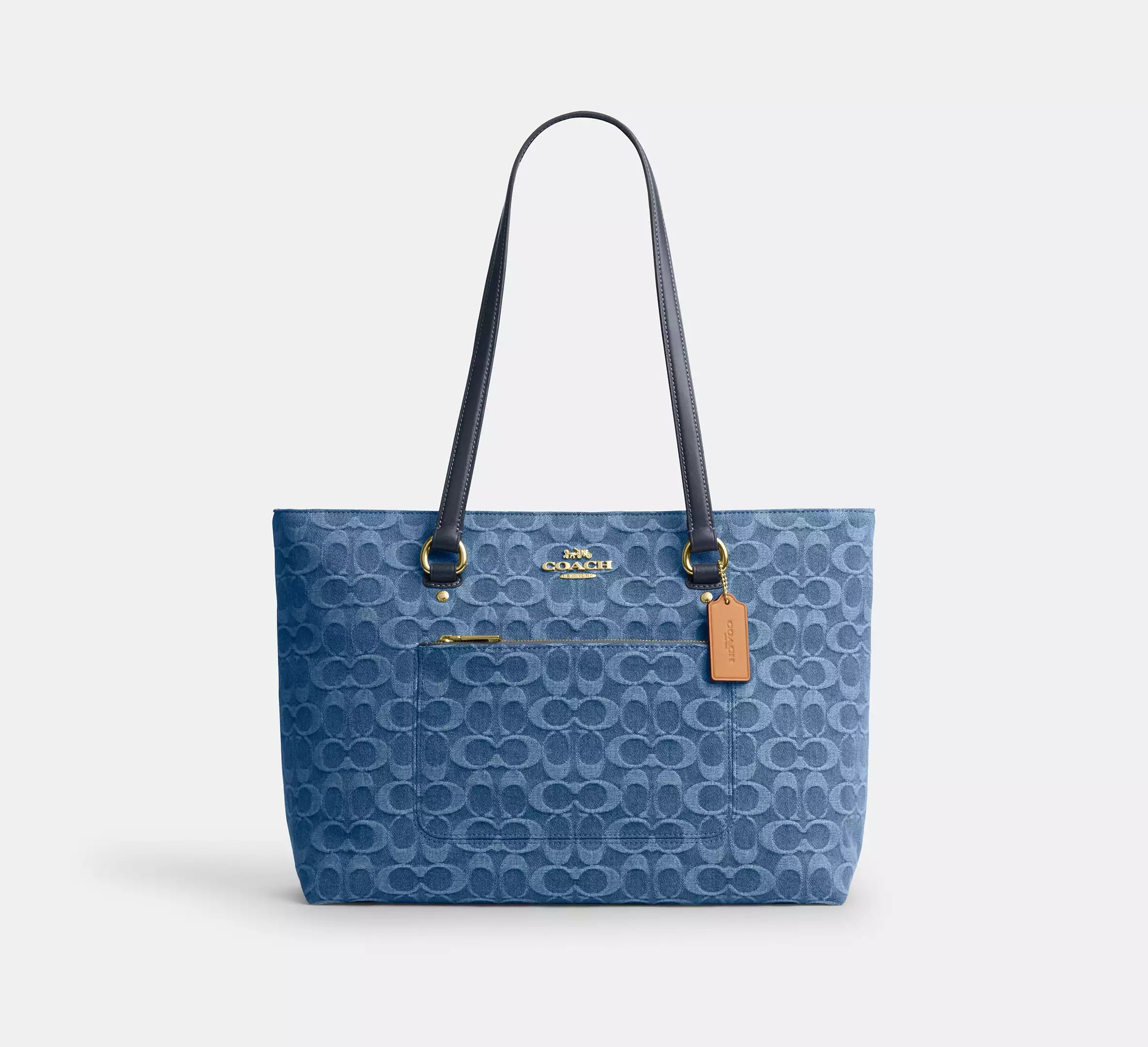 Coach Station Tote Bag In Signature Denim - Gold/Indigo – Kanadadan Kapına
